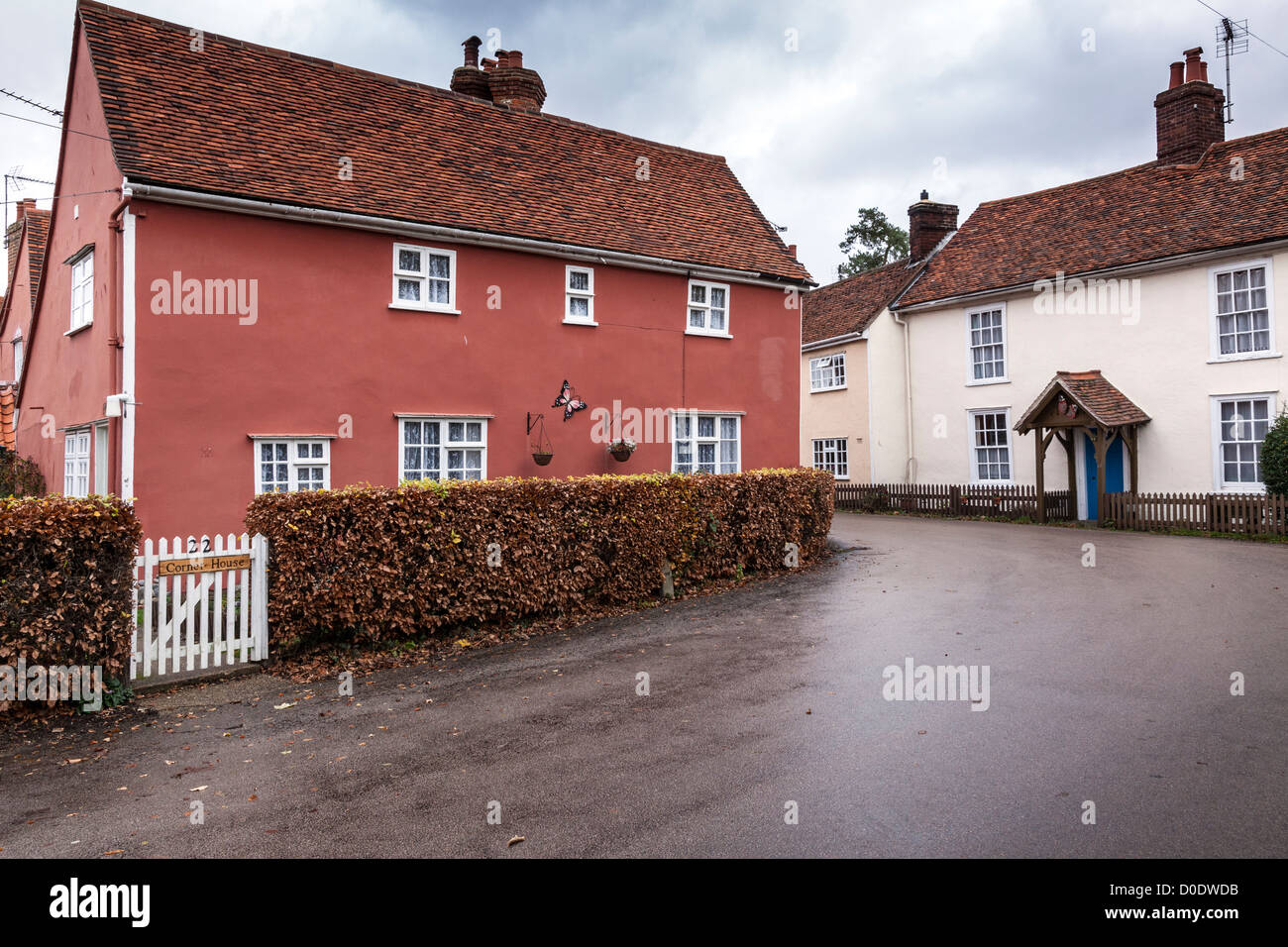 Corner House in Typical English Village Stock Photo - Alamy
