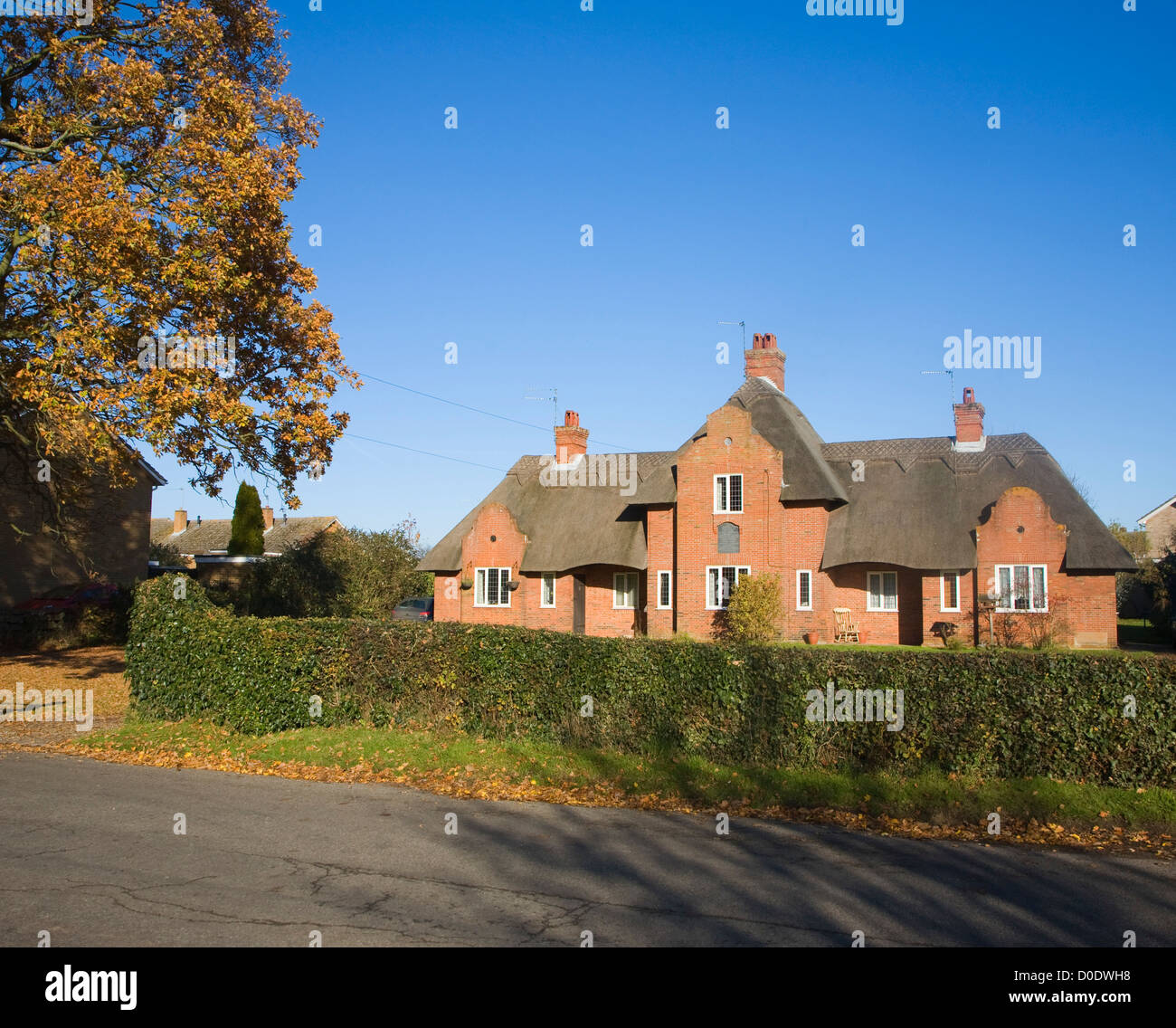 Thatched historic almhouses building Wangford, Suffolk, England Stock ...