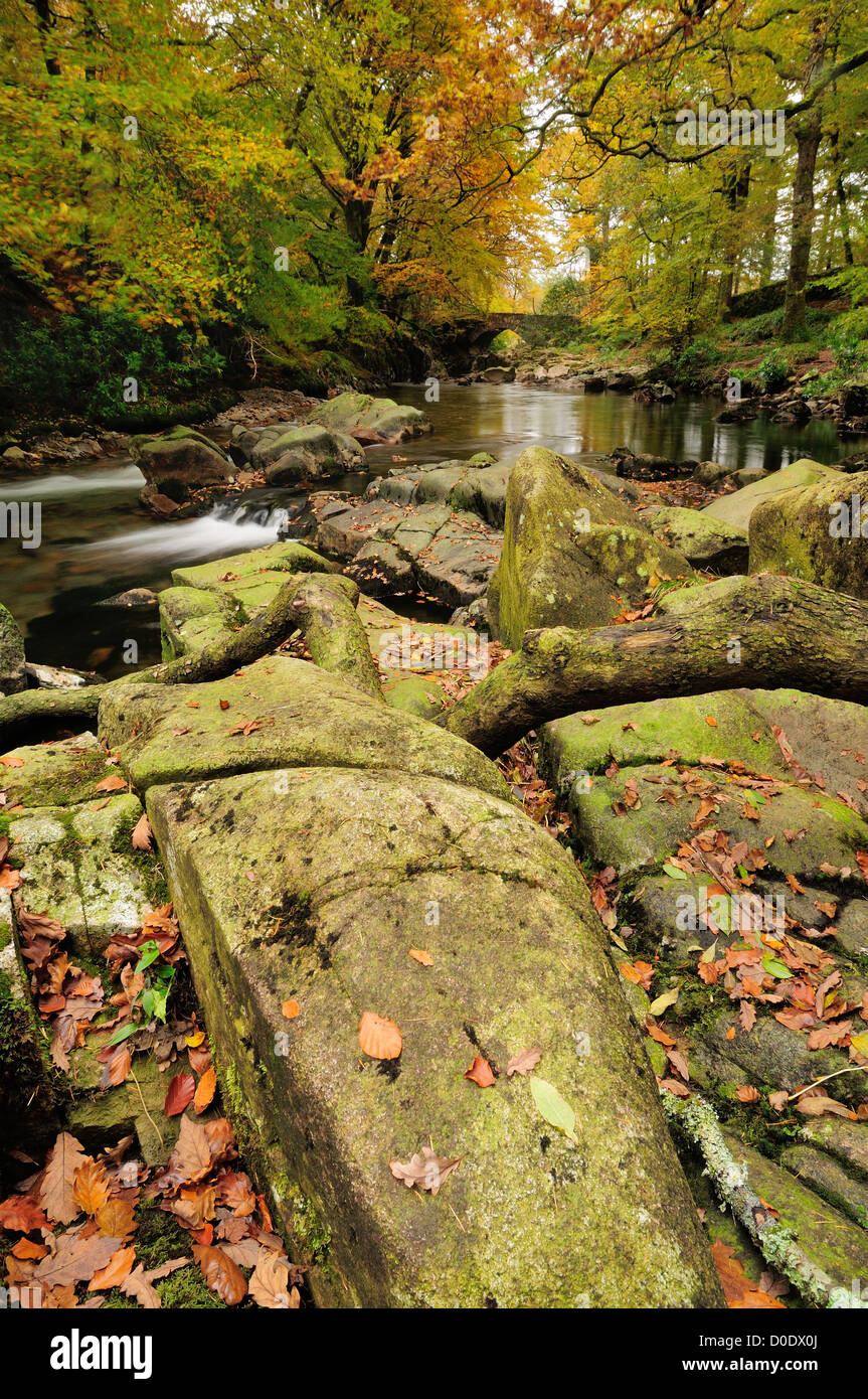 River Esk and Trough House Bridge in autumn, Eskdale, English Lake ...