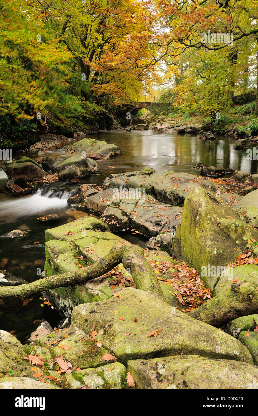River Esk and Trough House Bridge in autumn, Eskdale, English Lake ...