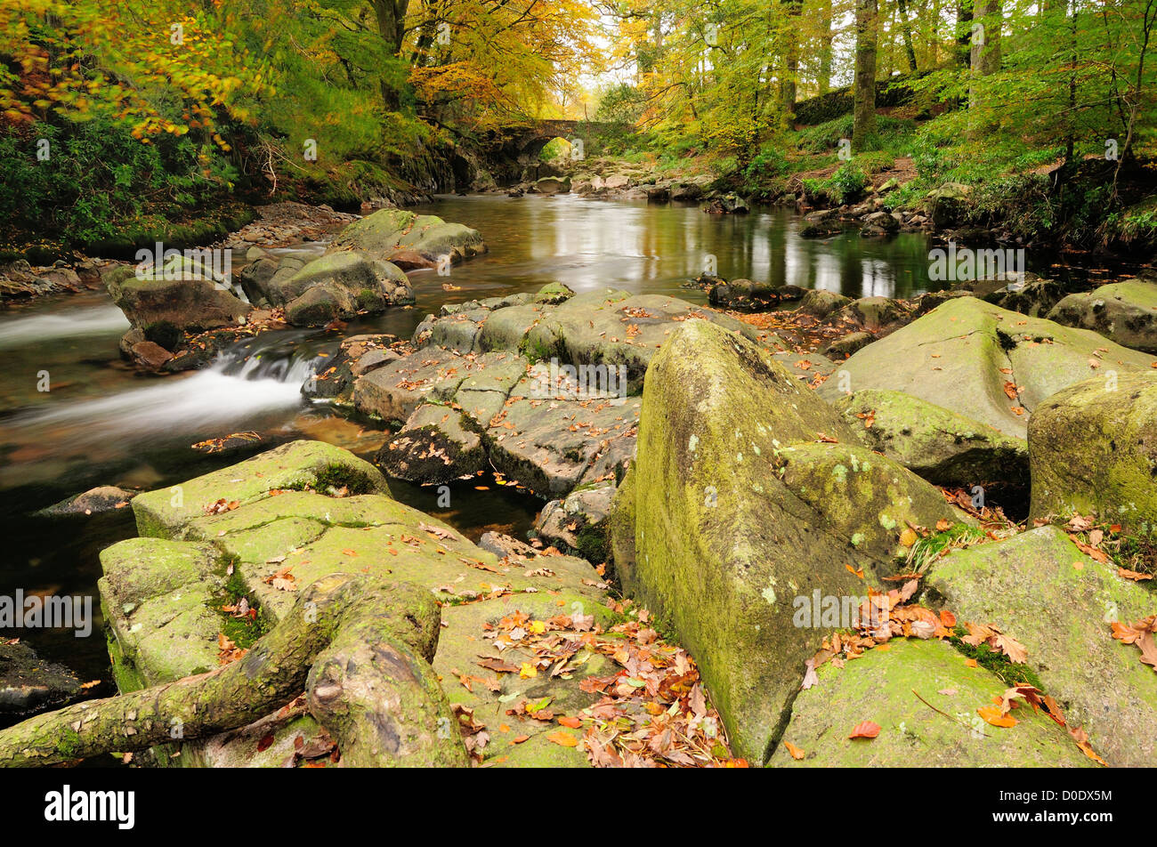 River Esk and Trough House Bridge in autumn, Eskdale, English Lake ...