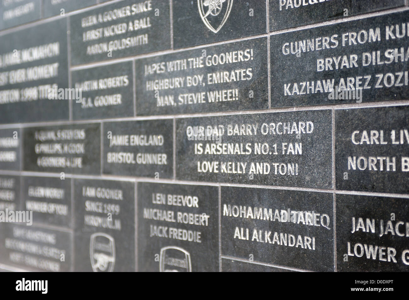 The Arsenal F.C. North Bank Terrace is a cascade of personalised ...