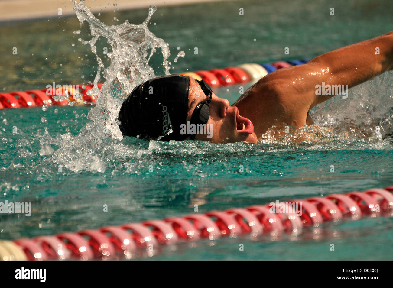 A 17-year-old high school senior participates on the swim team Stock ...