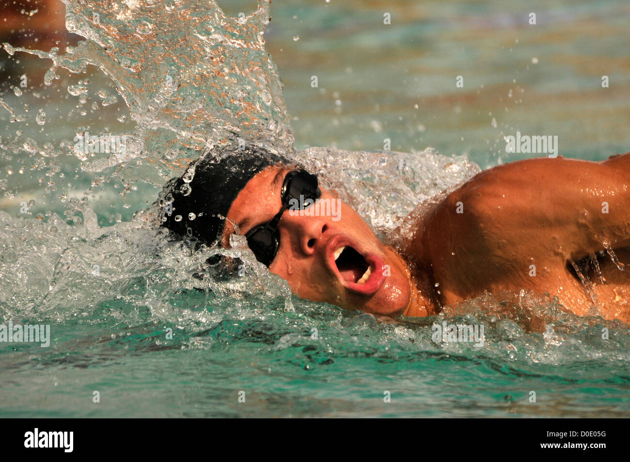 A 17-year-old high school senior participates on the swim team Stock ...