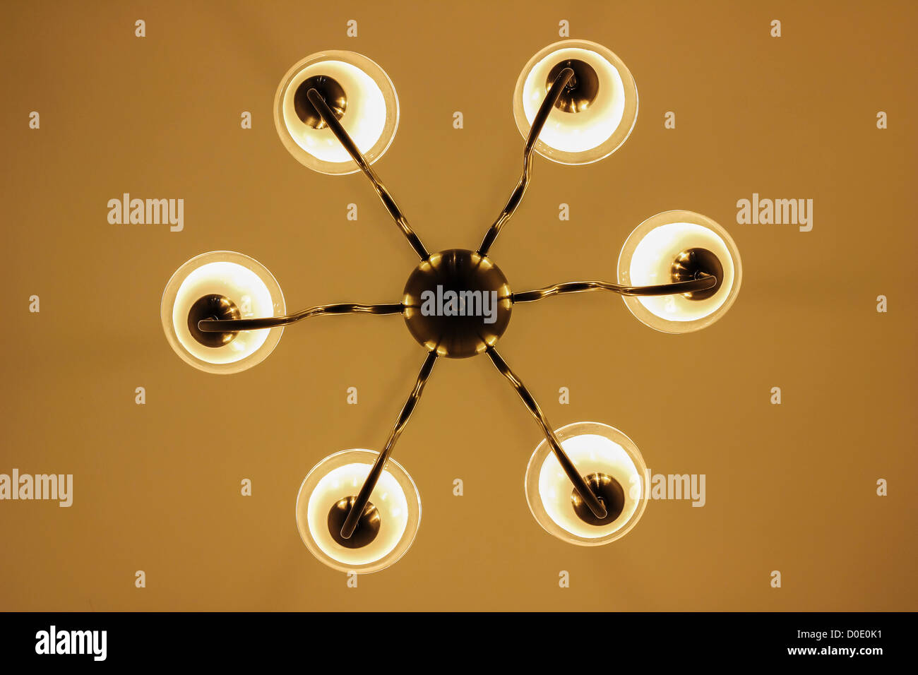 Simple chandelier bottom view with green ceiling background Stock Photo ...