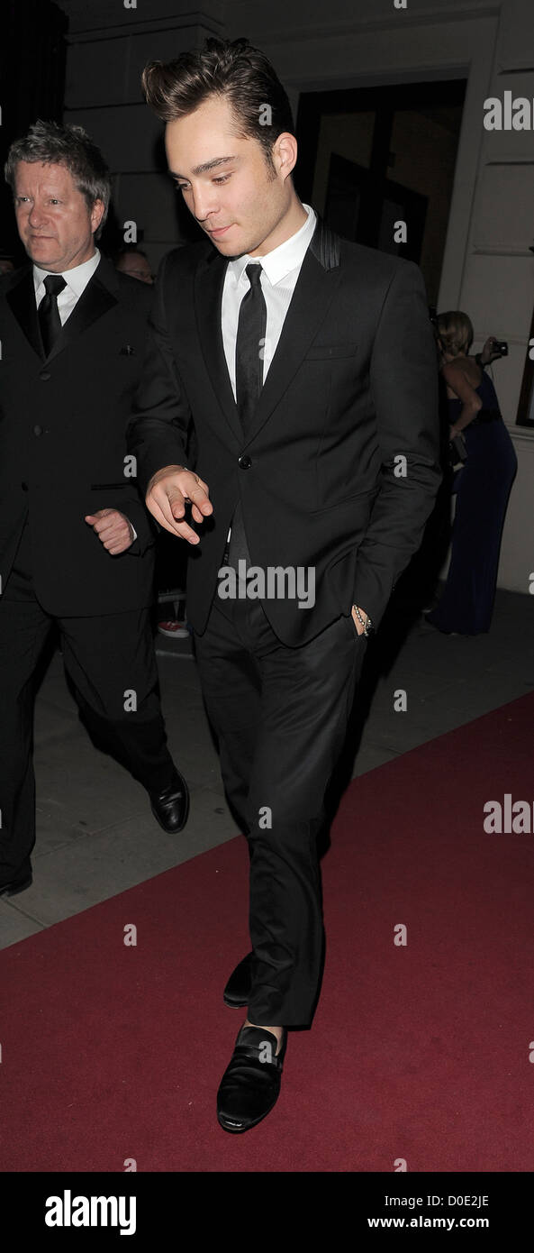 Ed Westwick leaving the GQ Man of the Year Awards held at the Royal ...