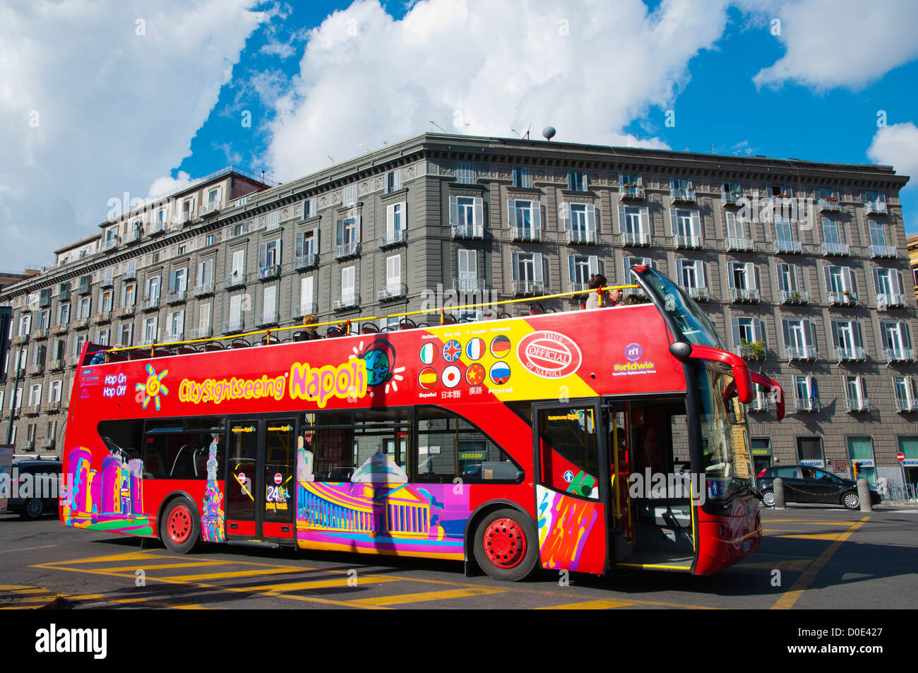 Sightseeing tour bus Piazza del Municipio square Santa Lucia district ...