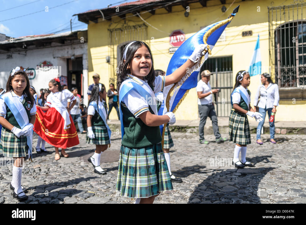 Guatemalan Independence Day School Children Parade Antigua Guatemala ...