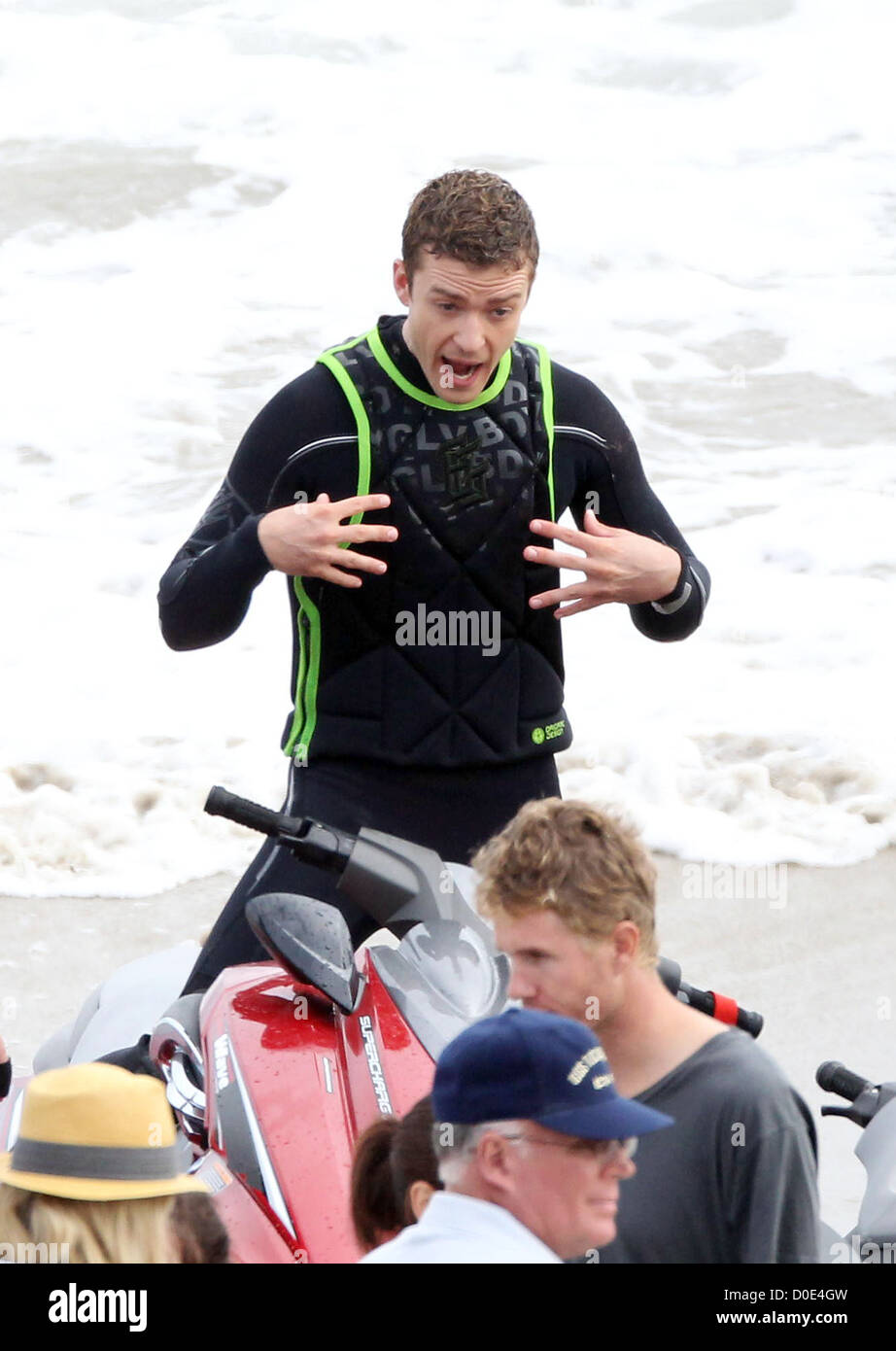 Justin Timberlake filming 'Friends with Benefits' on location at a ...