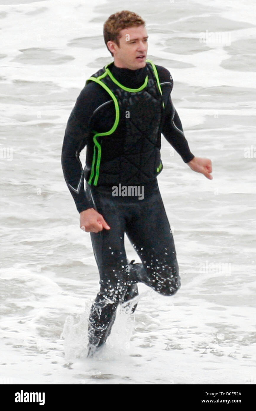Justin Timberlake filming 'Friends with Benefits' on location at a ...