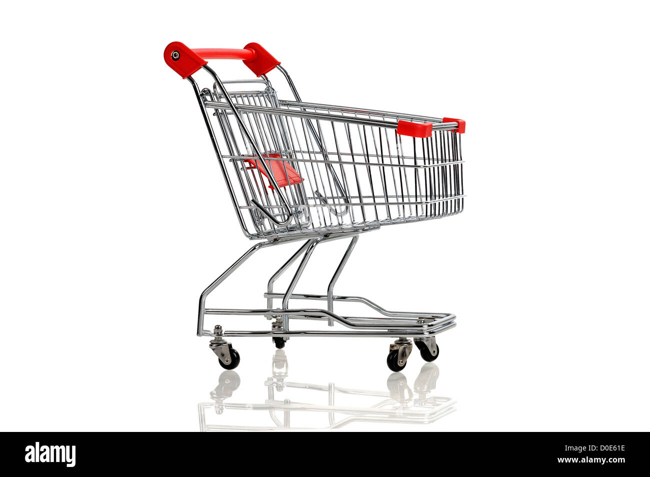 Red shopping cart isolated in white Stock Photo - Alamy