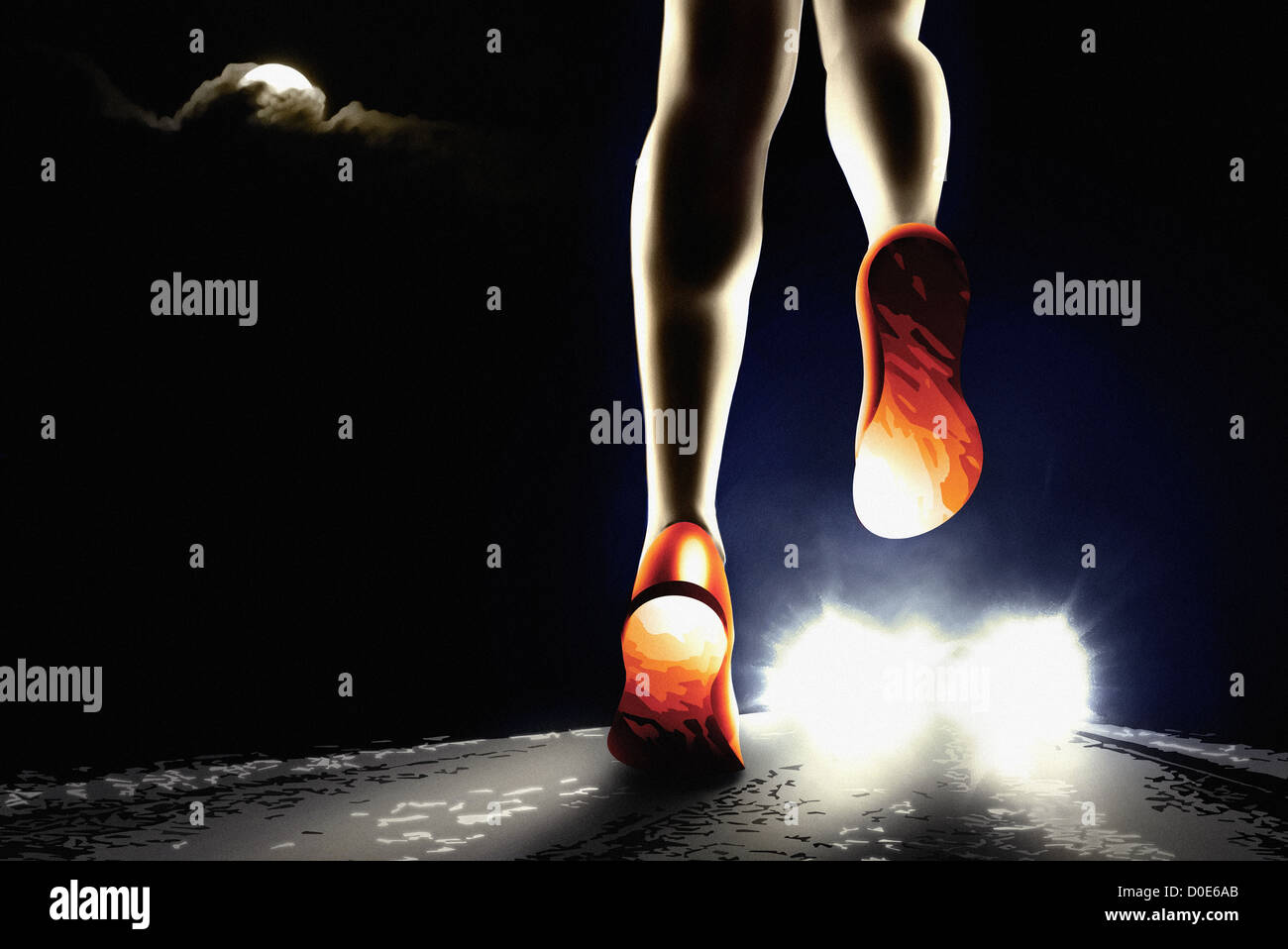Female running headlights hi-res stock photography and images - Alamy