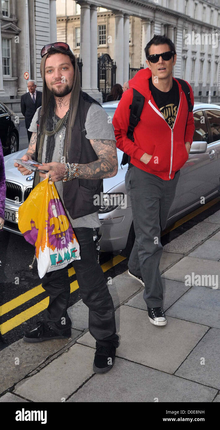 Bam Magera and Johnny Knoxville the stars from Jackass outside their ...