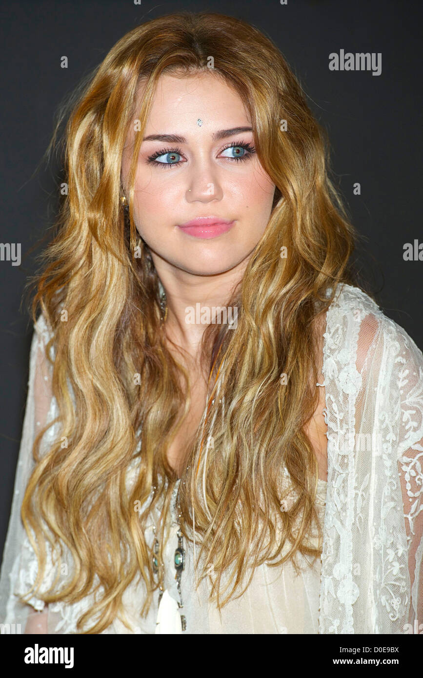 Miley Cyrus meets fans at Ideal Cinema. Cyrus is in Spain to attend the ...