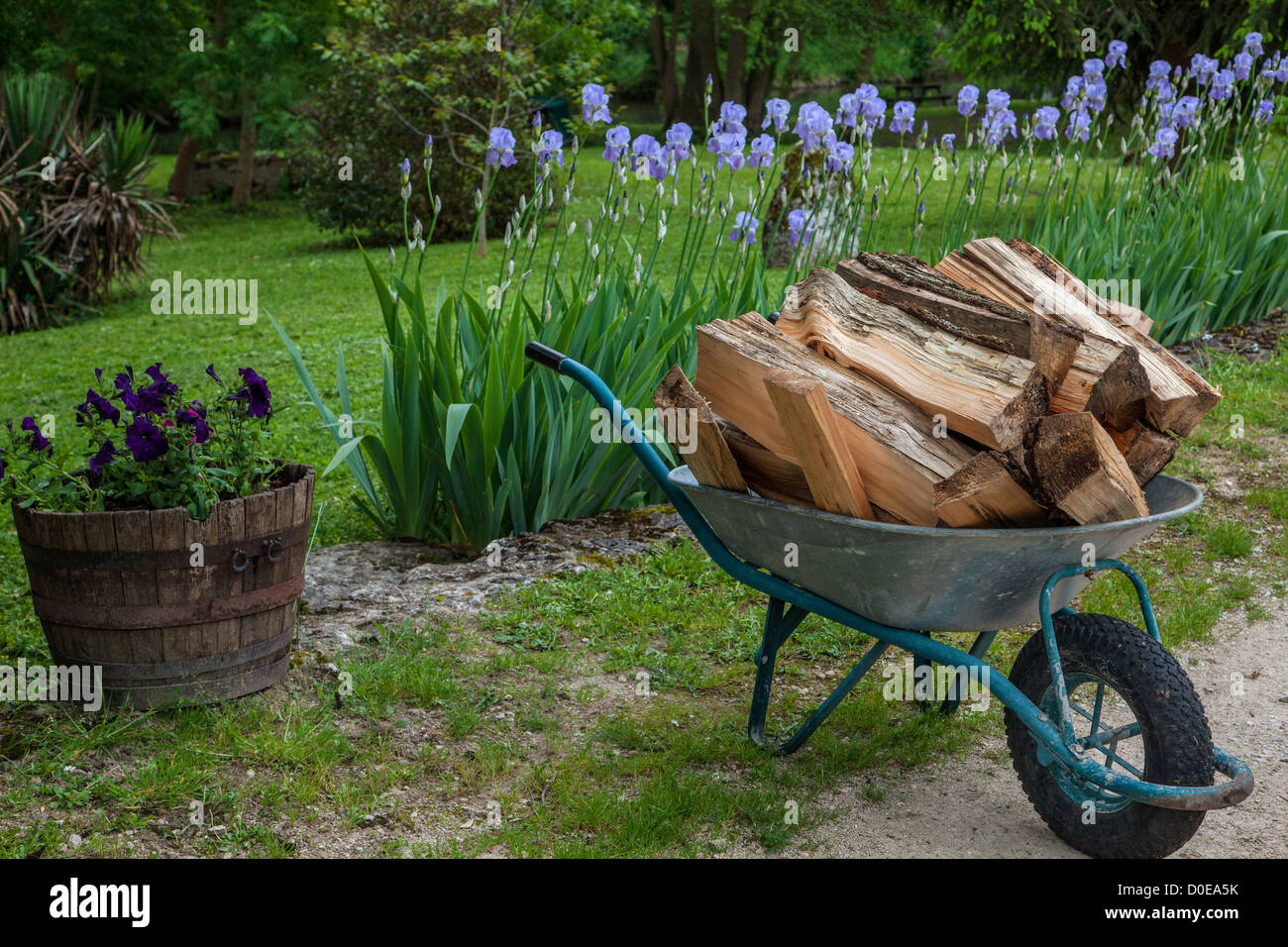 Log wheelbarrow wood hi-res stock photography and images - Alamy