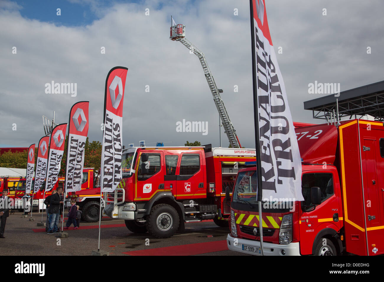 EXHIBITION EQUIPMENT RED FIRE ENGINES RENAULT TRUCKS STAND 19TH ...