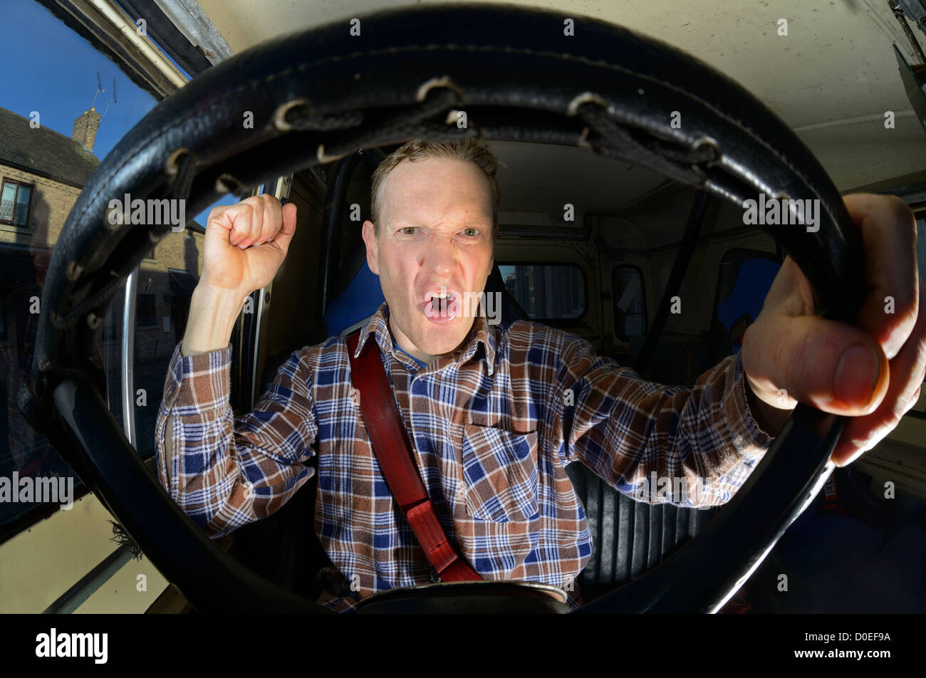 vehicle driver showing road rage Stock Photo - Alamy