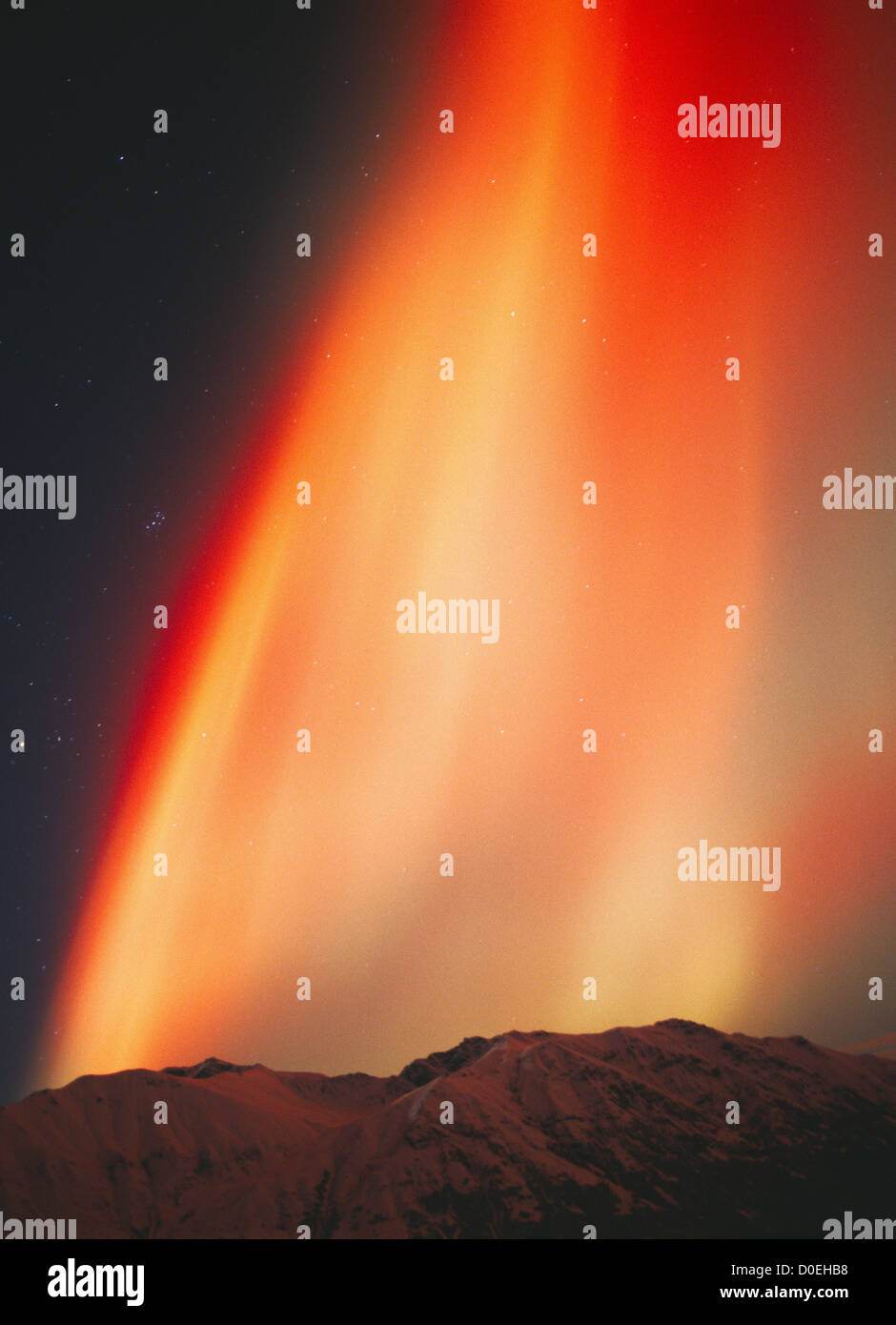 Brilliant Orange, Red and Yellow Aurora above Arkose Ridge, Talkeetna ...