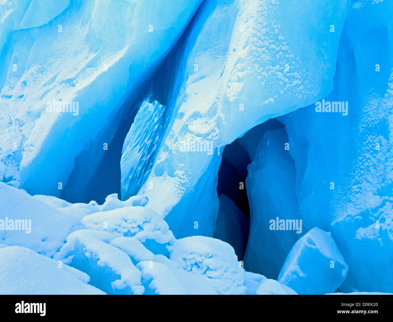 Dual Ice Caves in Massive Iceberg, Chugach Mountains, Alaska Stock ...
