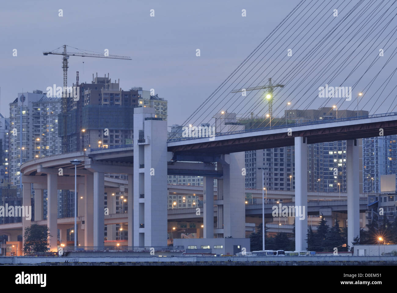 Shanghai Nanpu bridge and Huangpu river Stock Photo - Alamy