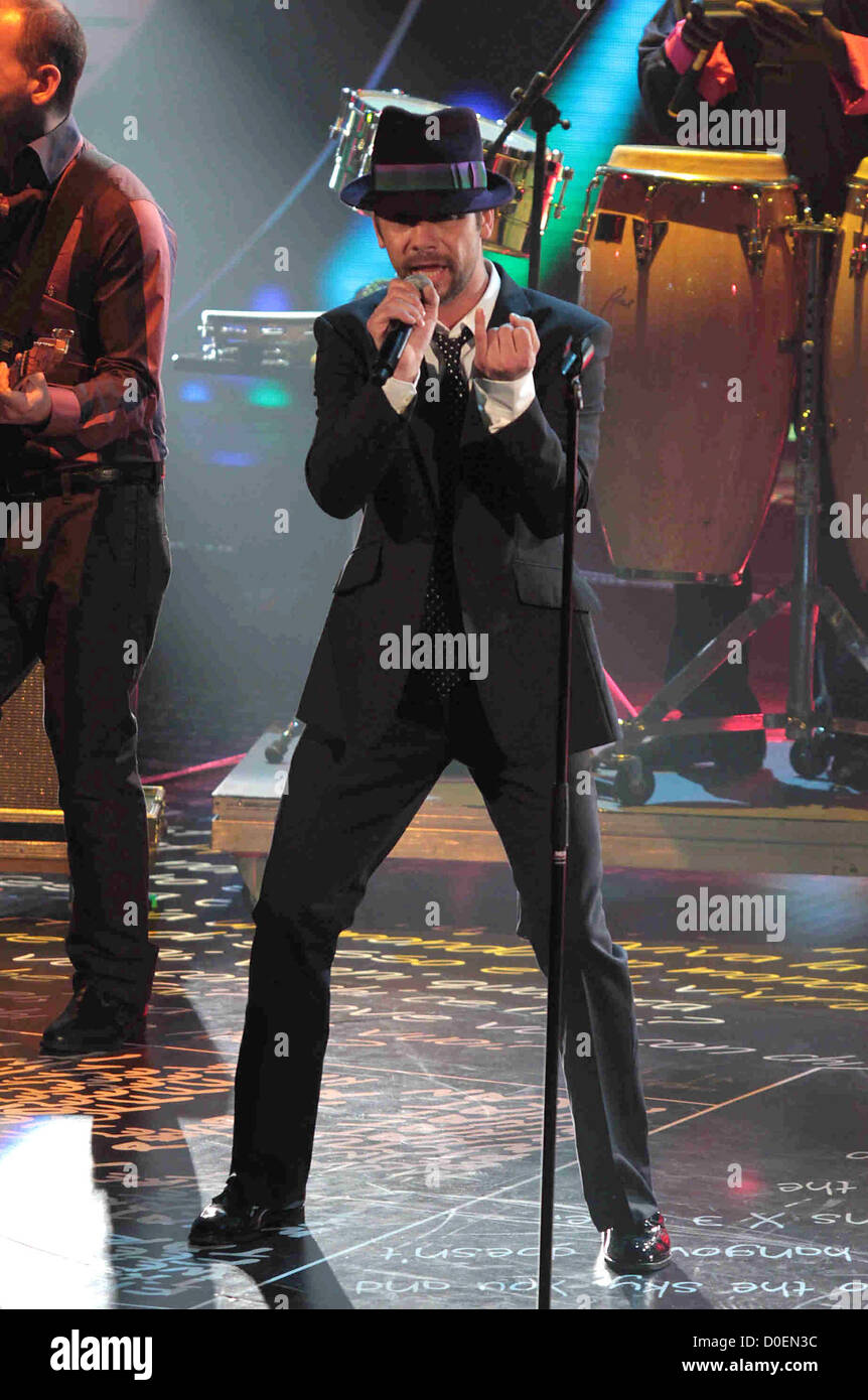 Jay Kay of Jamiroquai performing live on the Italian 'X Factor'. The ...