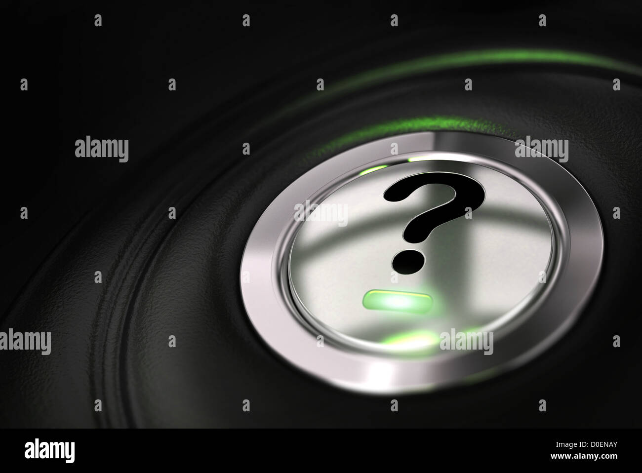 automobile button with question mark symbol over black background Stock ...