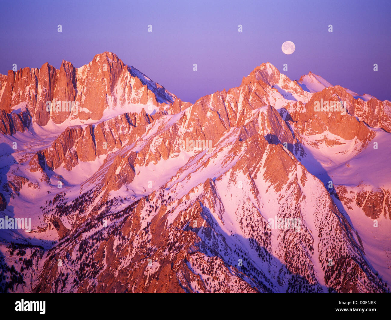 Full Moon with Mount Russell and Mount Whitney Stock Photo - Alamy