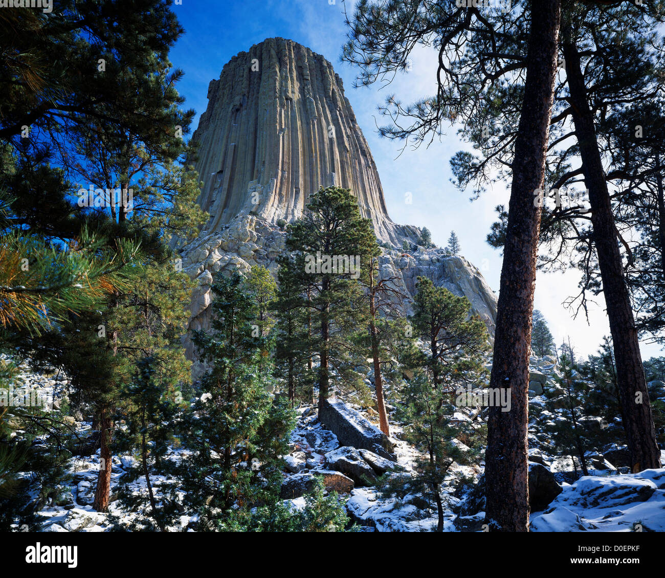 Devils Tower in Winter Stock Photo - Alamy