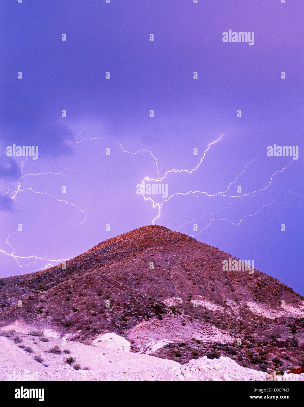 Unusual Ground To Cloud Lightning Crawlers in Death Valley Stock Photo ...