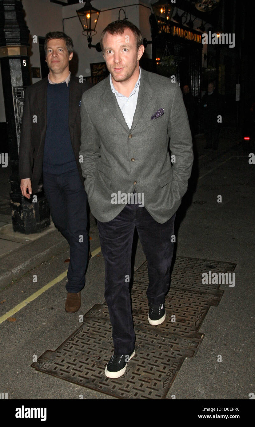 Guy Ritchie leaves the Punchbowl pub which has recently had a makeover ...