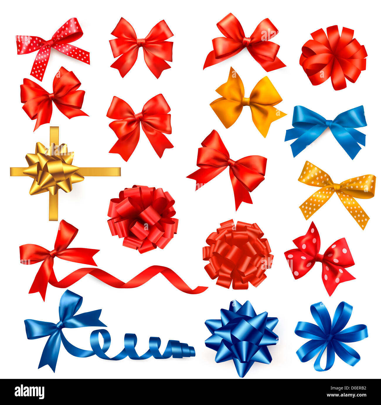 Big collection of color gift bows with ribbons Stock Photo - Alamy
