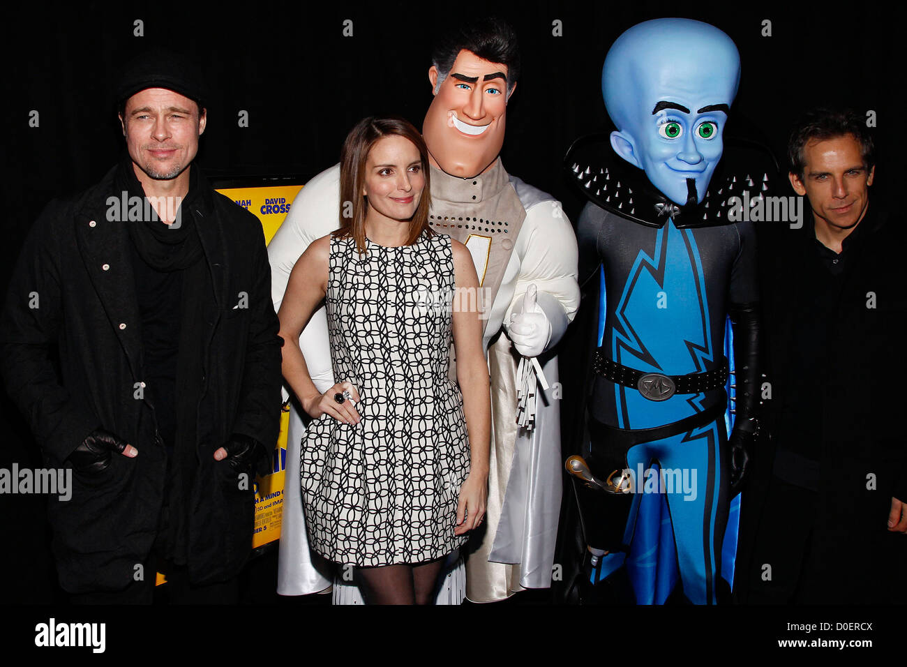 Brad Pitt, Tina Fey, MegaMan, MegaMind, Ben Stiller during the Megamind ...