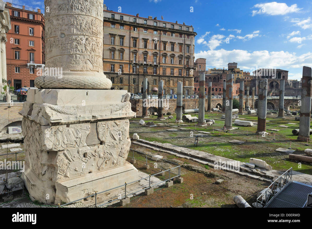 Trajan's Column located in the Forum of Trajan, the largest of the ...