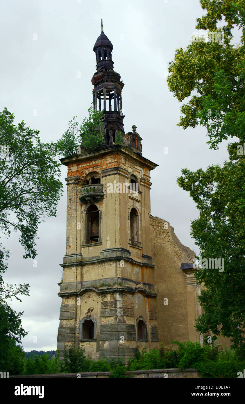 ruin of evangelical church tower, Poland Stock Photo - Alamy ruin of evangelical church tower, Poland Stock Photo - Alamy