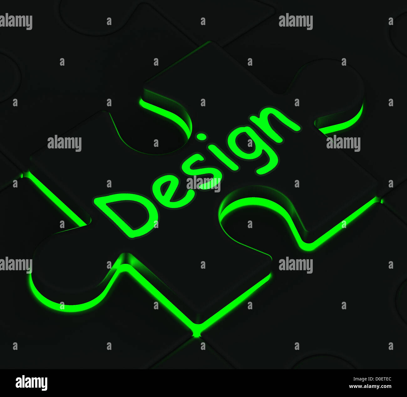 Design Glowing Puzzle Shows Conceptual Artwork And Creativity Stock ...