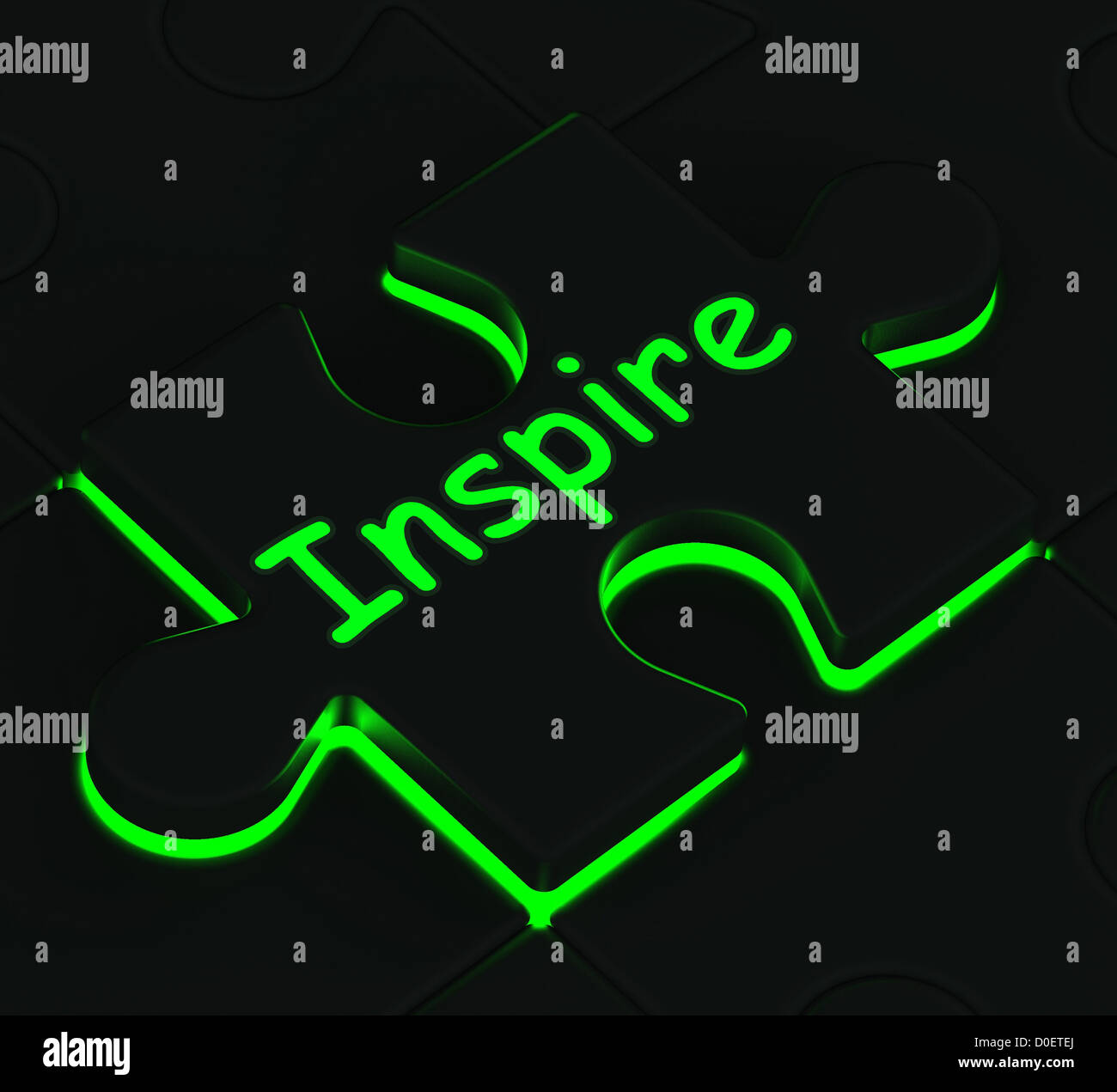 Inspire Glowing Puzzle Shows Motivation, Inspiration And Advice Stock ...