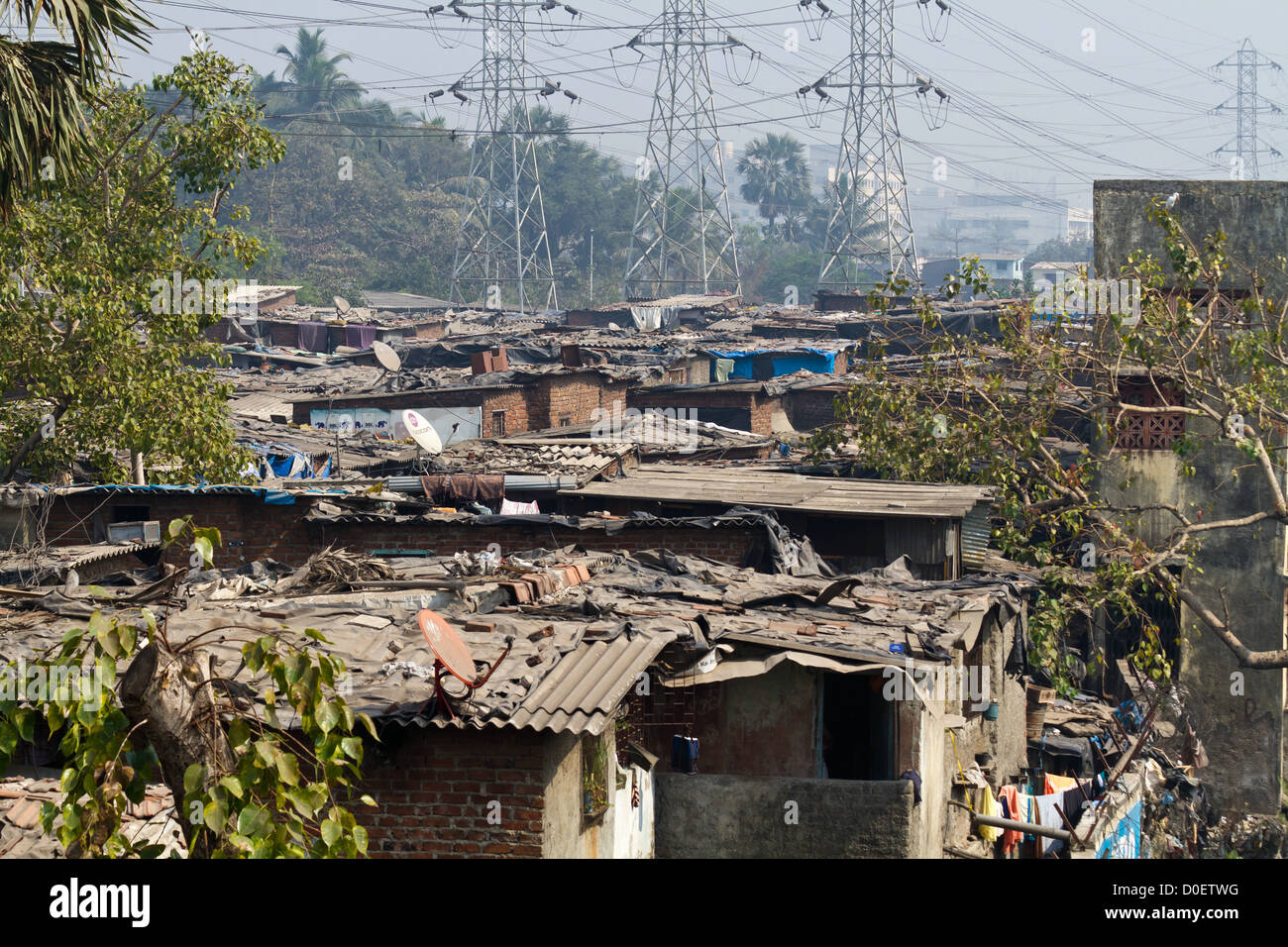 View onto the Roofs of the Dharavi Slum in Mumbai, India Stock Photo ...
