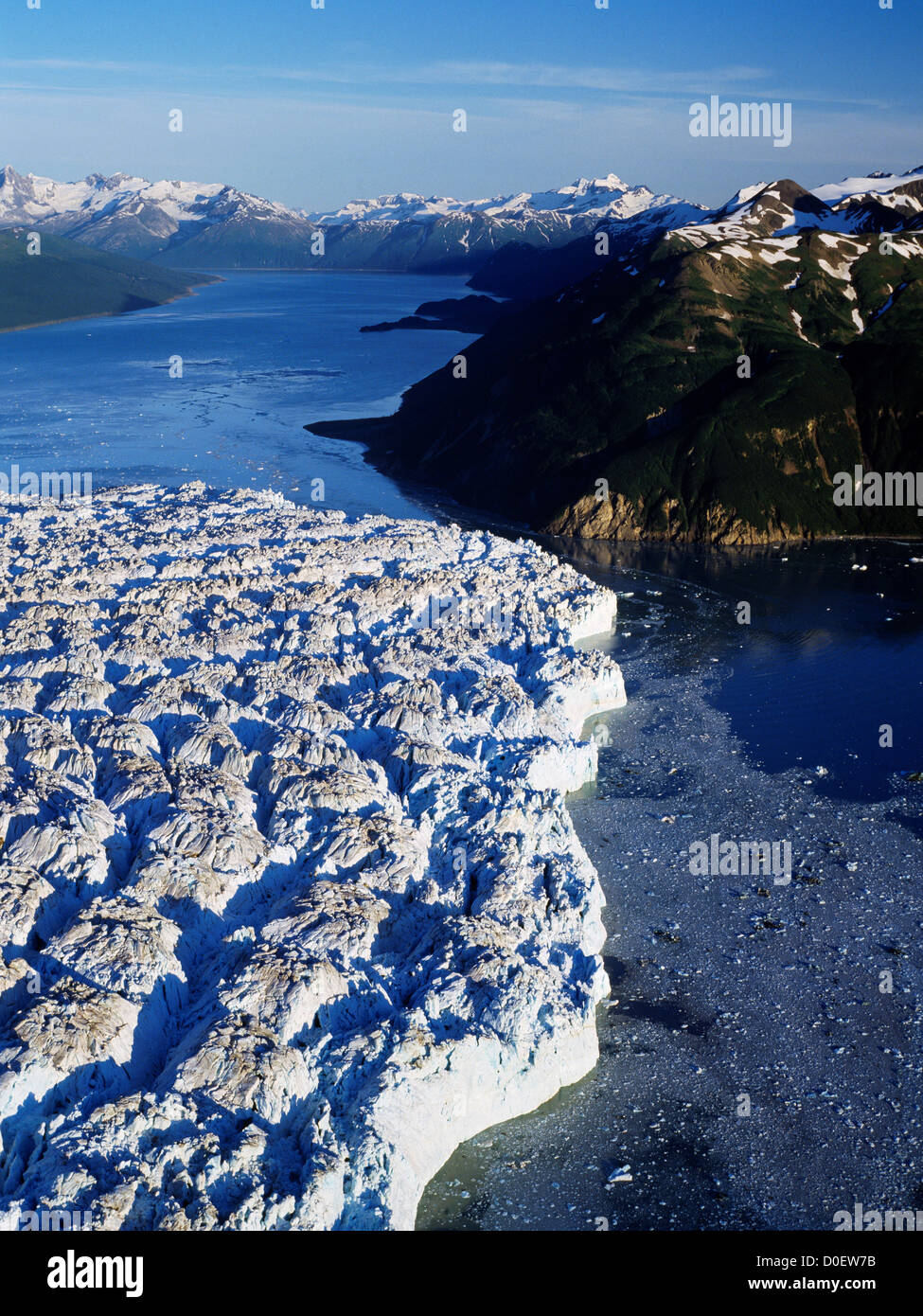 Aerial of Hubbard Glacier Closing Passage to Russell Fiord Stock Photo ...