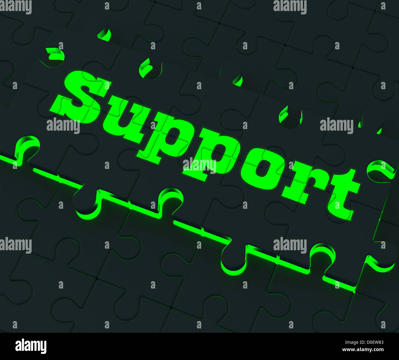 Support Glowing Puzzle Shows Customer Support And Information Stock ...