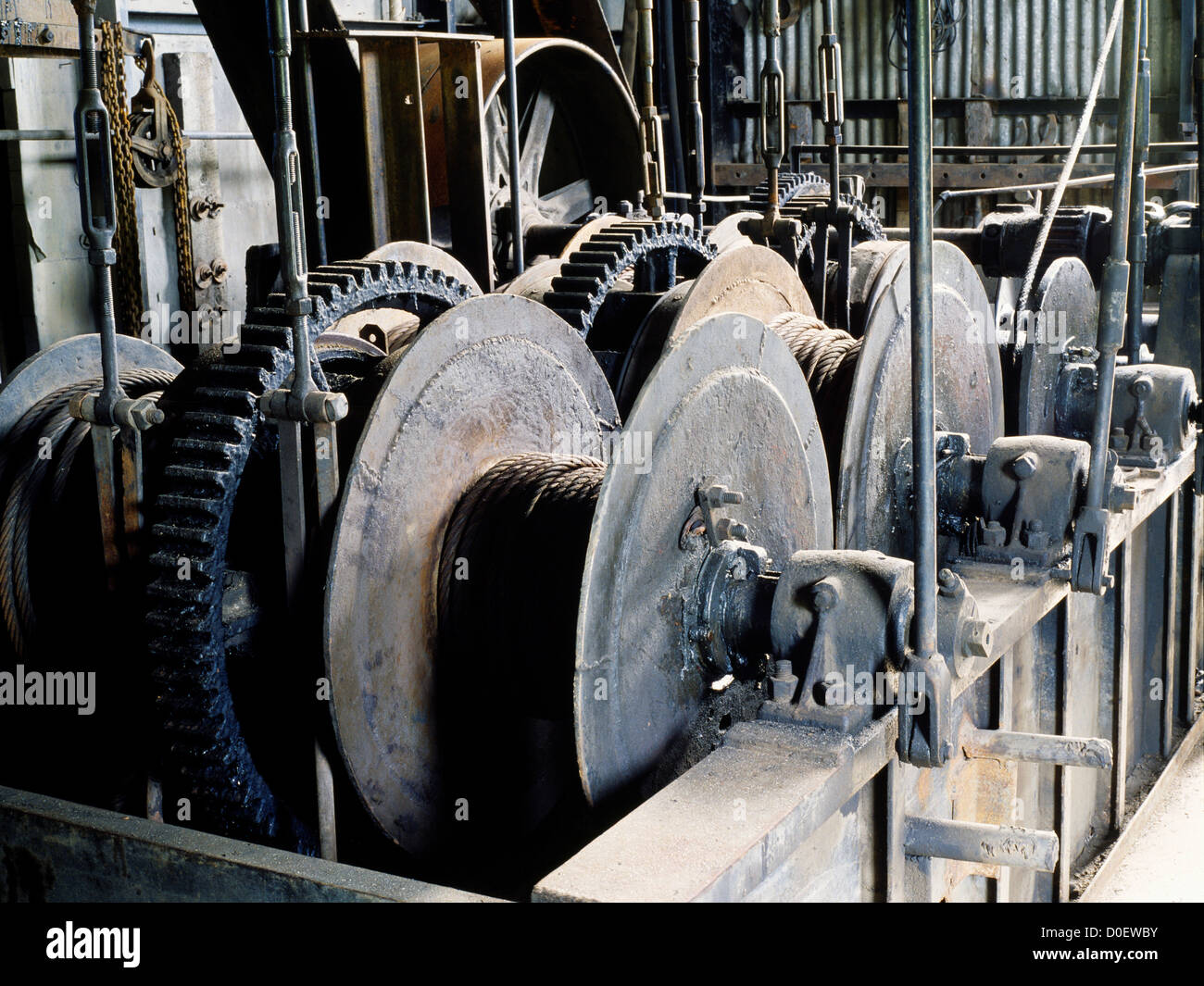 Gears and Cables of an Old Gold Dredge Stock Photo - Alamy