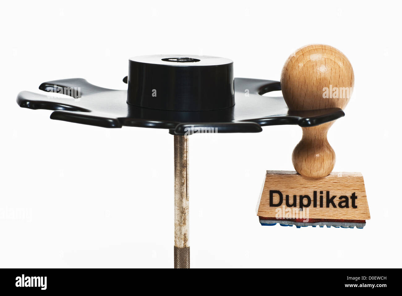 Stamp with German inscription Duplikat (copy) hangs in a stamp rack ...