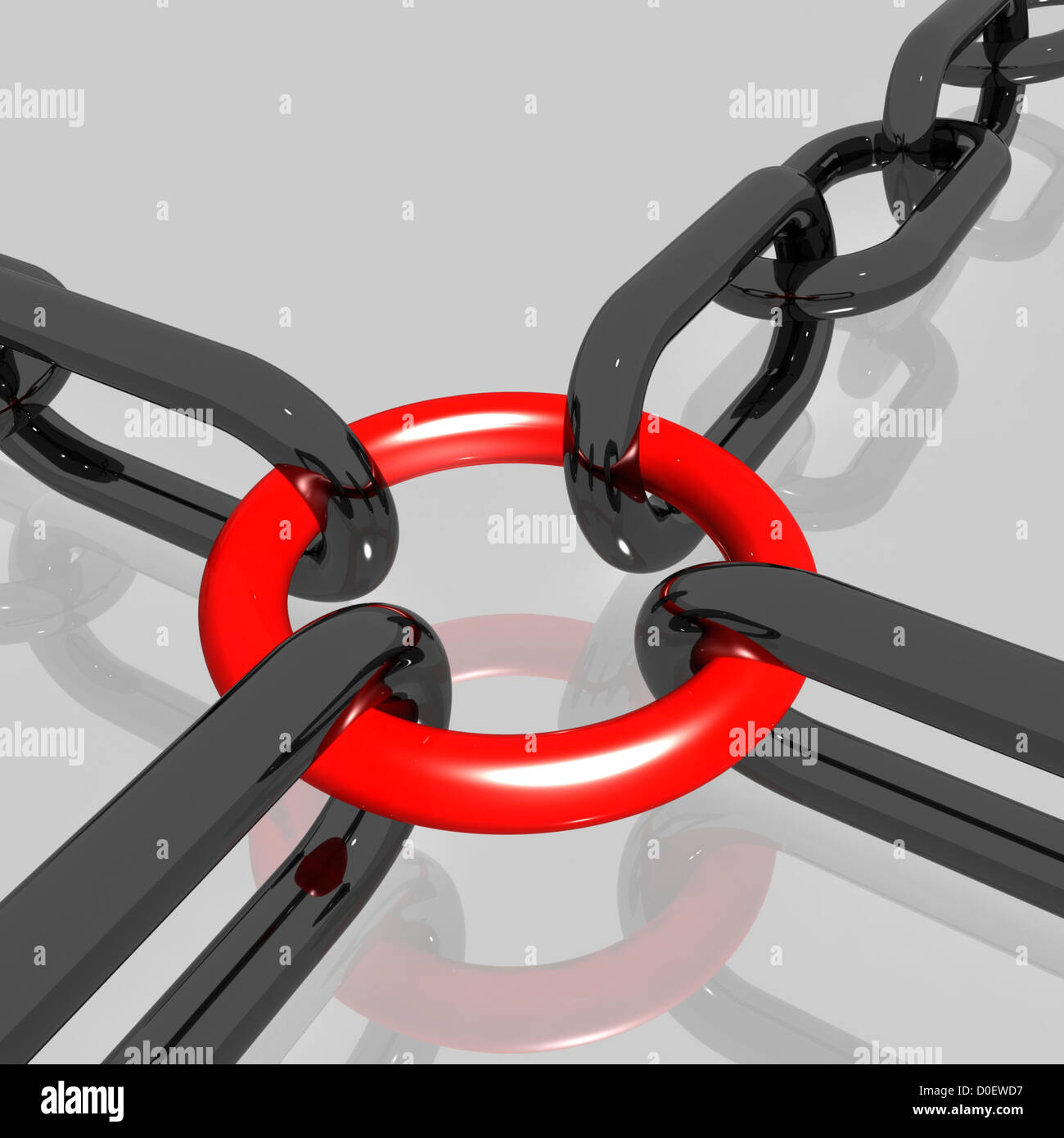 Red Link Chain Showing Teamwork, Connected And Strength Stock Photo - Alamy
