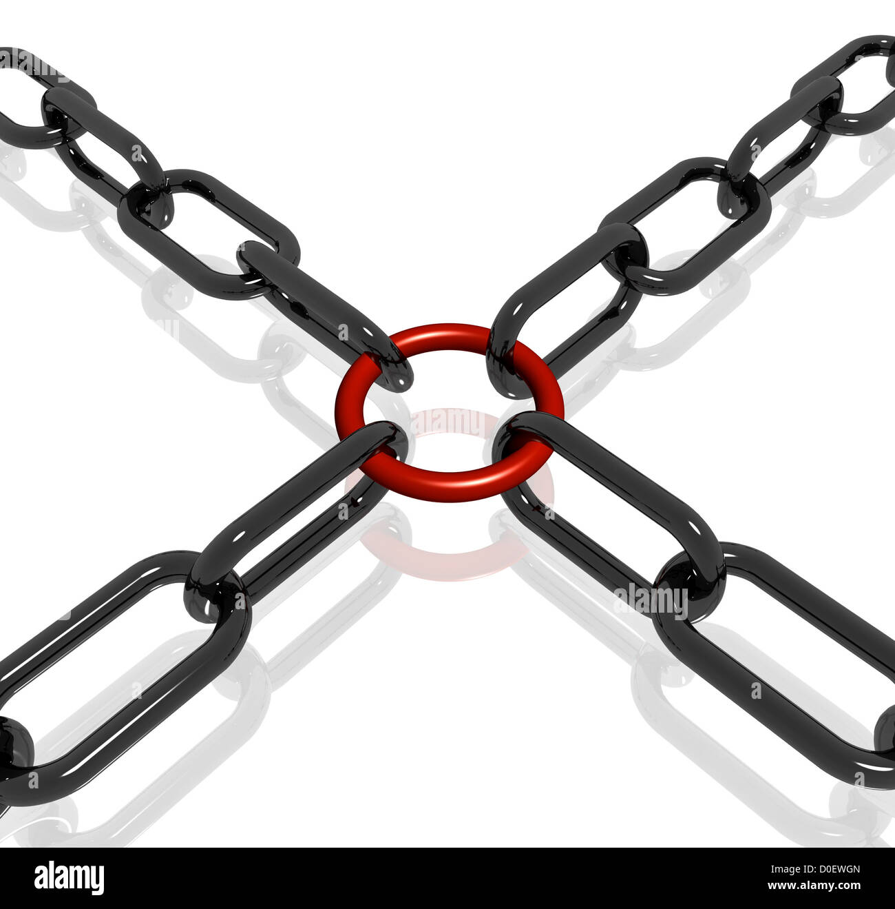 Red Link Chain Shows Strength Security Stock Photo - Alamy