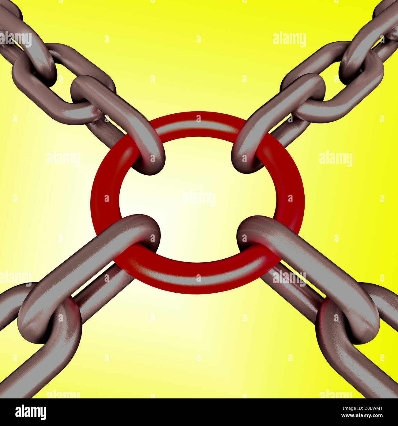 Red Link Yellow Background Showing Strength Security Safety and ...