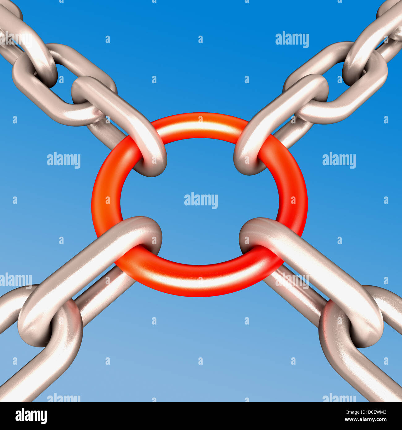 Red Chain Link Showing Strength Security Safety and Togetherness Stock ...