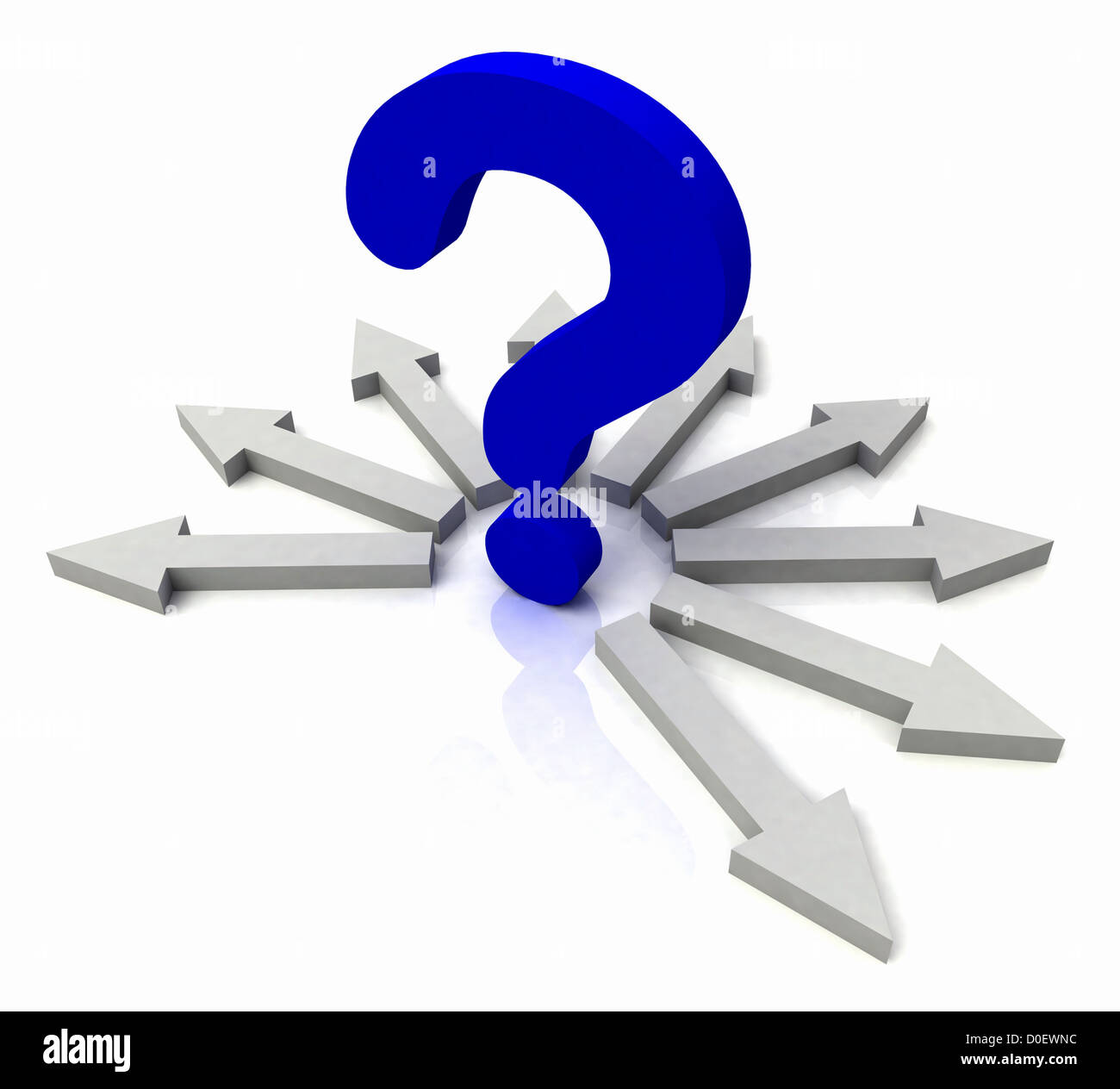Arrows Surrounding Blue Question Shows Choice Stock Photo - Alamy