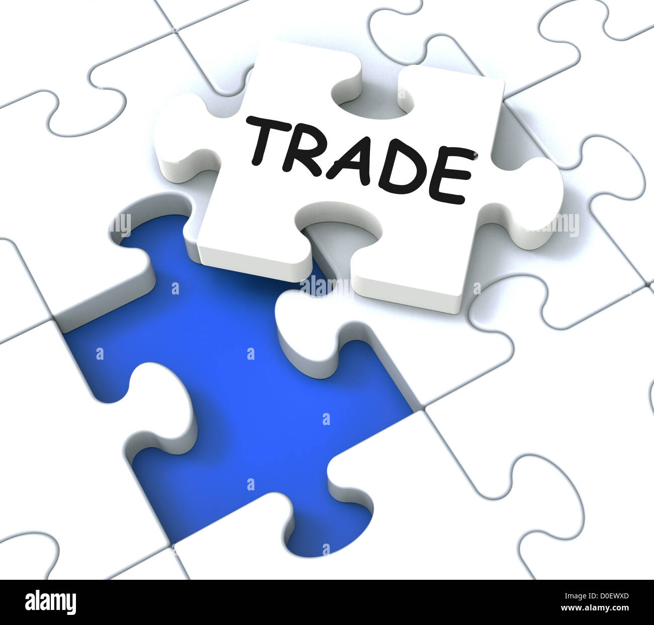 Trade Puzzle Shows Market And Commerce Stock Photo - Alamy
