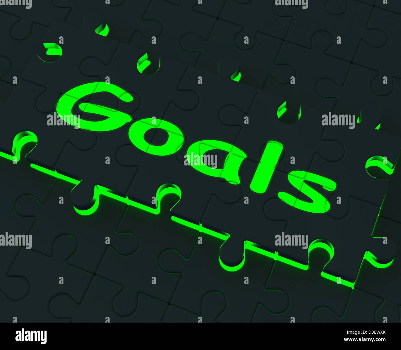 Goals Glowing Puzzle Showing Aspirations, Objectives And Plans Stock ...