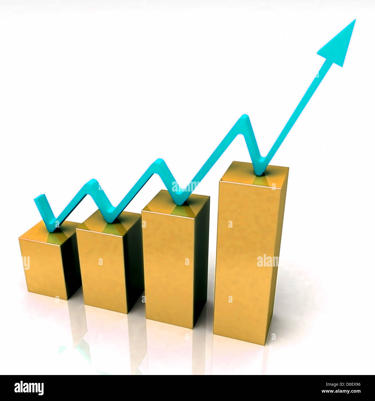 Rising bar line chart against Cut Out Stock Images & Pictures - Alamy