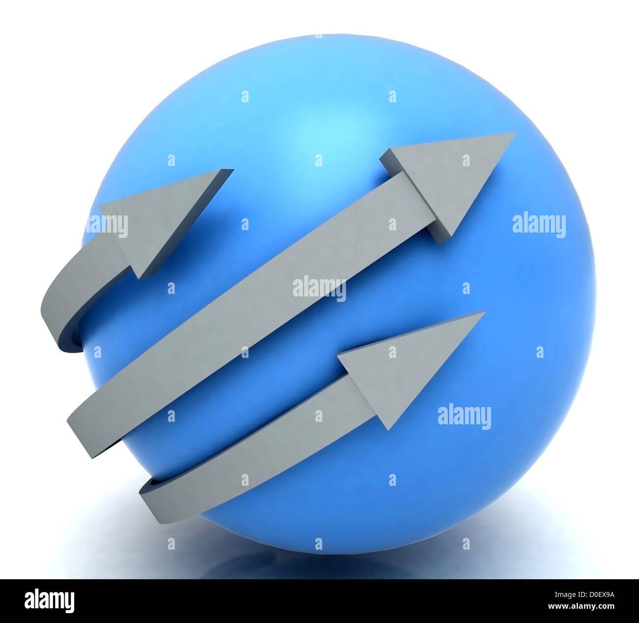 Arrows Blue Sphere Showing 3 Dimensional Direction Stock Photo - Alamy